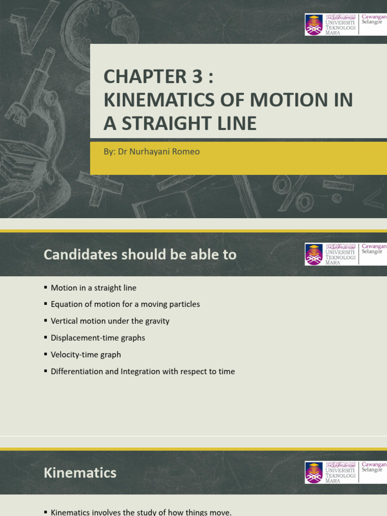 Chapter 3 (Kinematics of Motion in A Straight Line) | PDF | Kinematics | Velocity