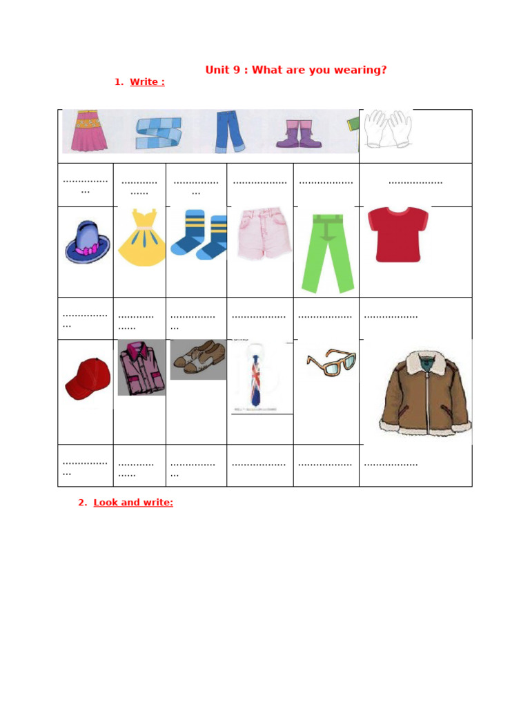 Bài Tập Bổ Trợ Anh 3 Family and Friend Unit 9 | PDF | Clothing | Fashion