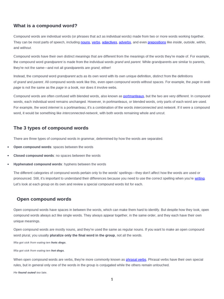 Compound Words 2 | PDF | Word | Lexicology