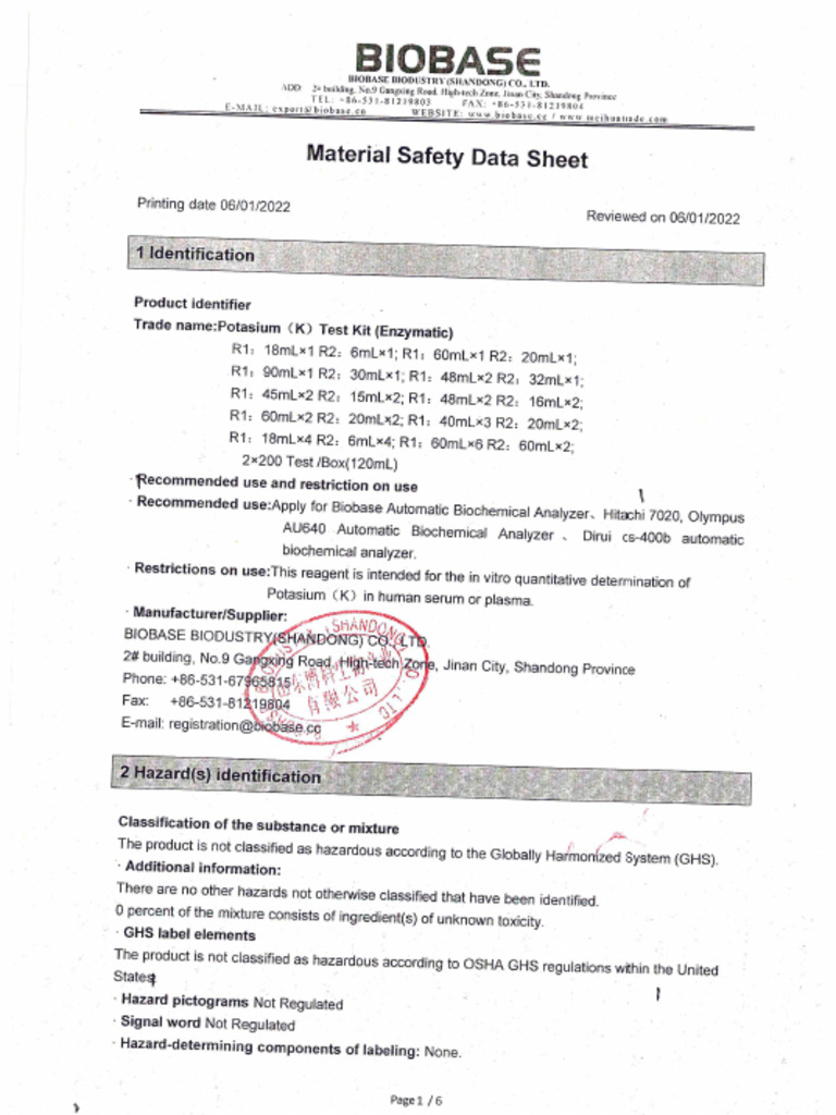 MSDS K | PDF