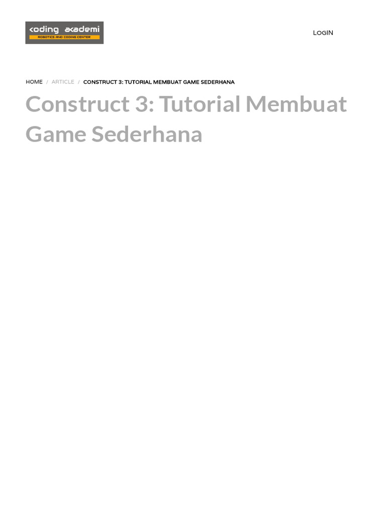 Construct 3 - Tutorial Membuat Game Sederhana | PDF | Komputer