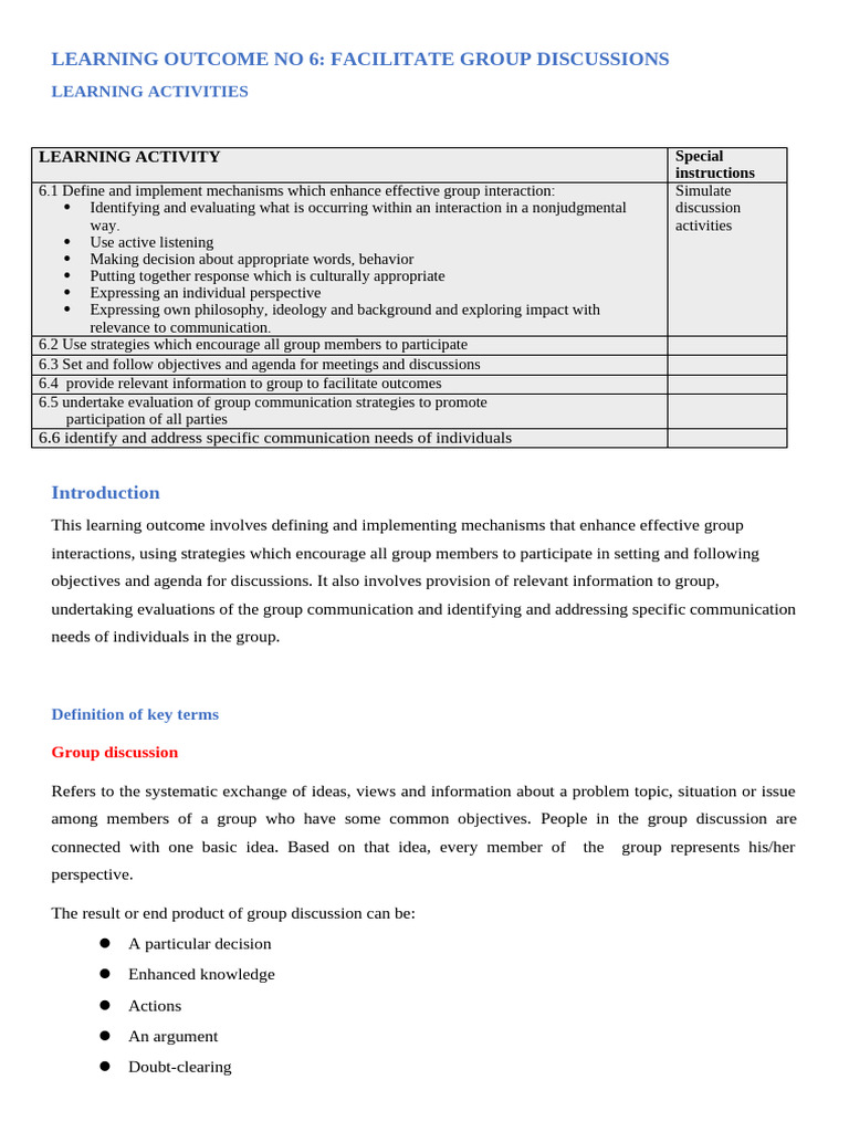 Facilitating Group Discussions | PDF | Communication | Information Facilitating Group Discussions | PDF | Communication | Information