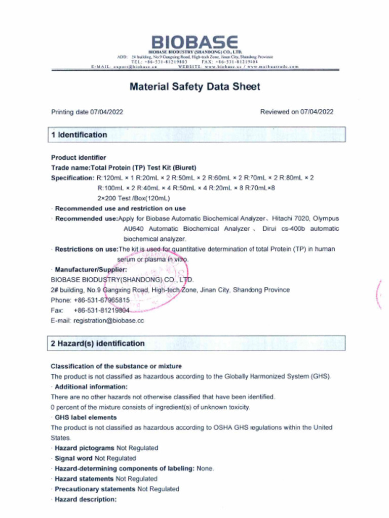 MSDS TP | PDF