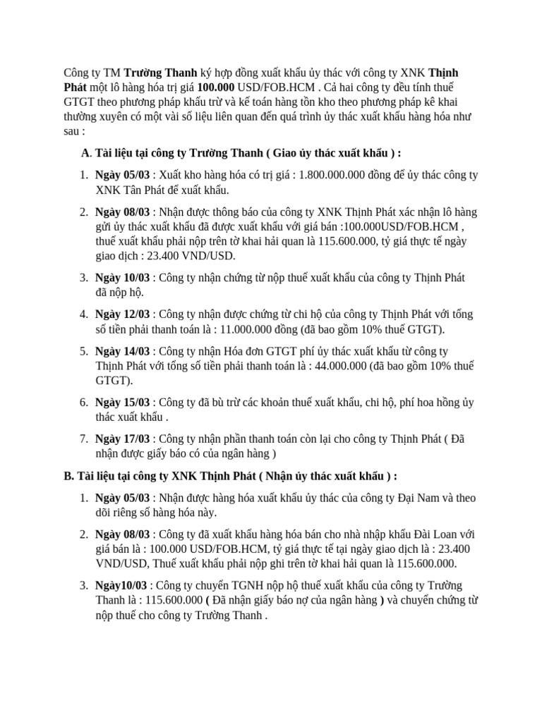 BT TH Xuat Khau Uy Thac | PDF