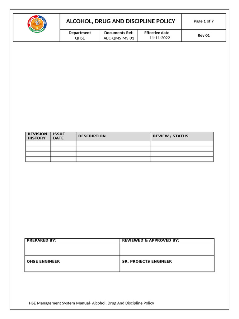 Alcohol, Drug and Discipline Policy | PDF | Drug Test | Employment
