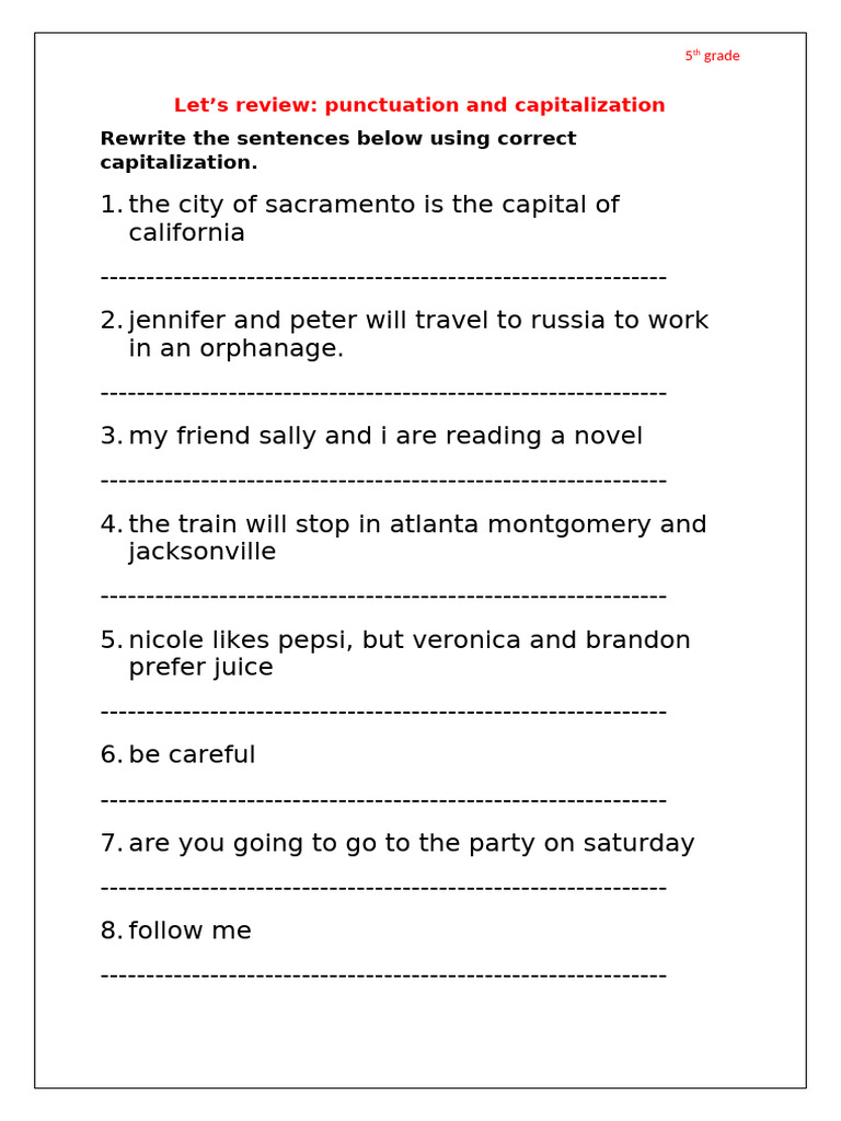 Punctuation and Capitalization | PDF