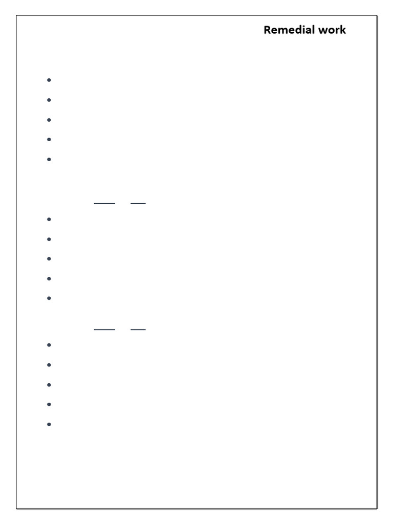 Remedial Work Exercises | PDF