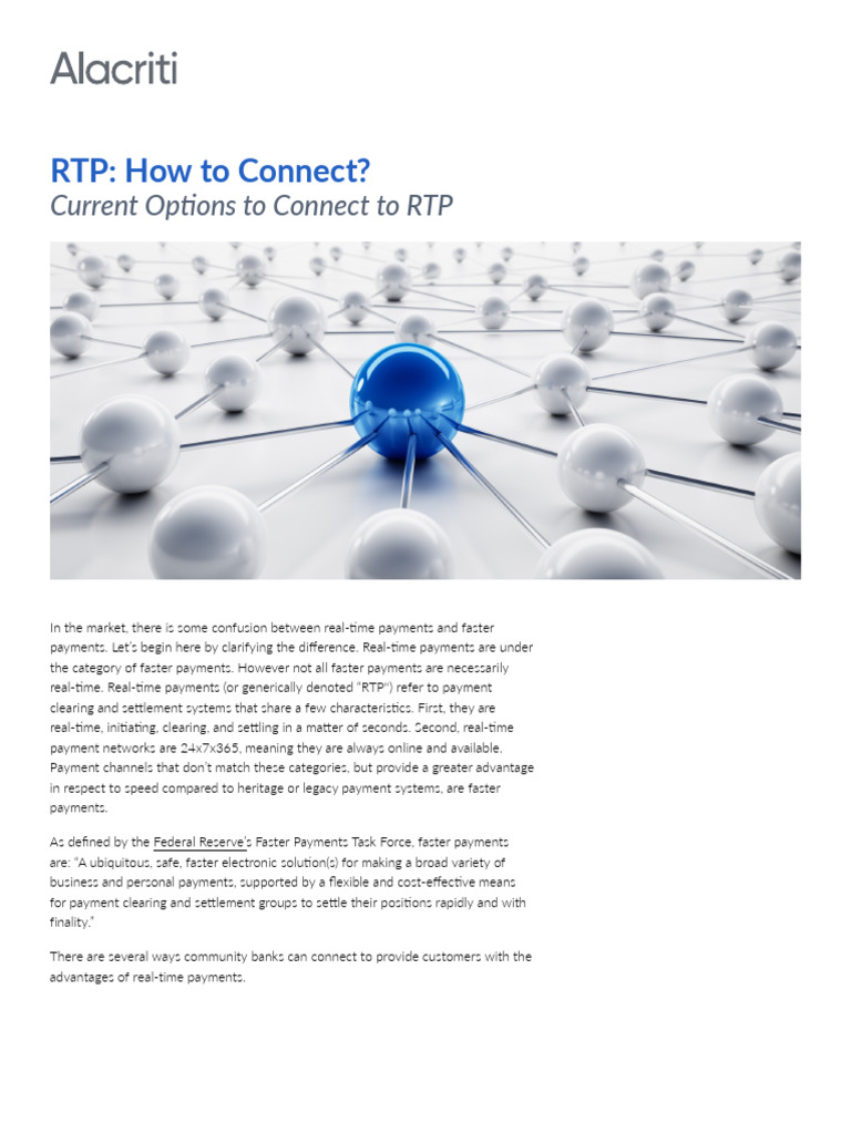 RTP How To Connect Article 2021 | PDF | Clearing (Finance) | Banks