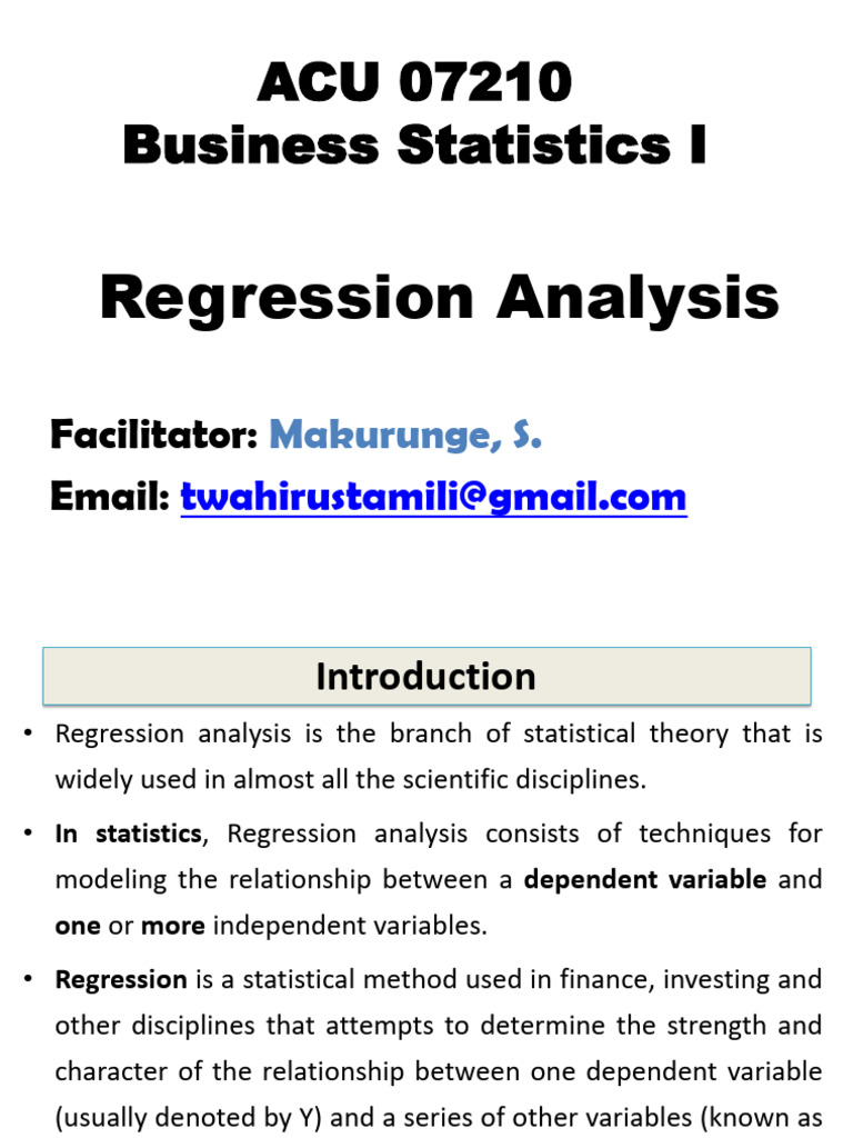 Lecture 6 - Regression Analysis | PDF | Linear Regression | Coefficient Of Determination