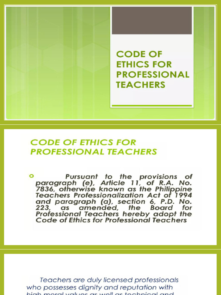 Unit 5 Code of Ethics For Professional Teachers | PDF | Career & Growth