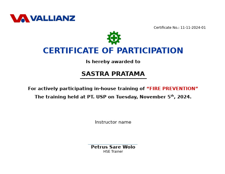 Fire Prevention Certificate | PDF