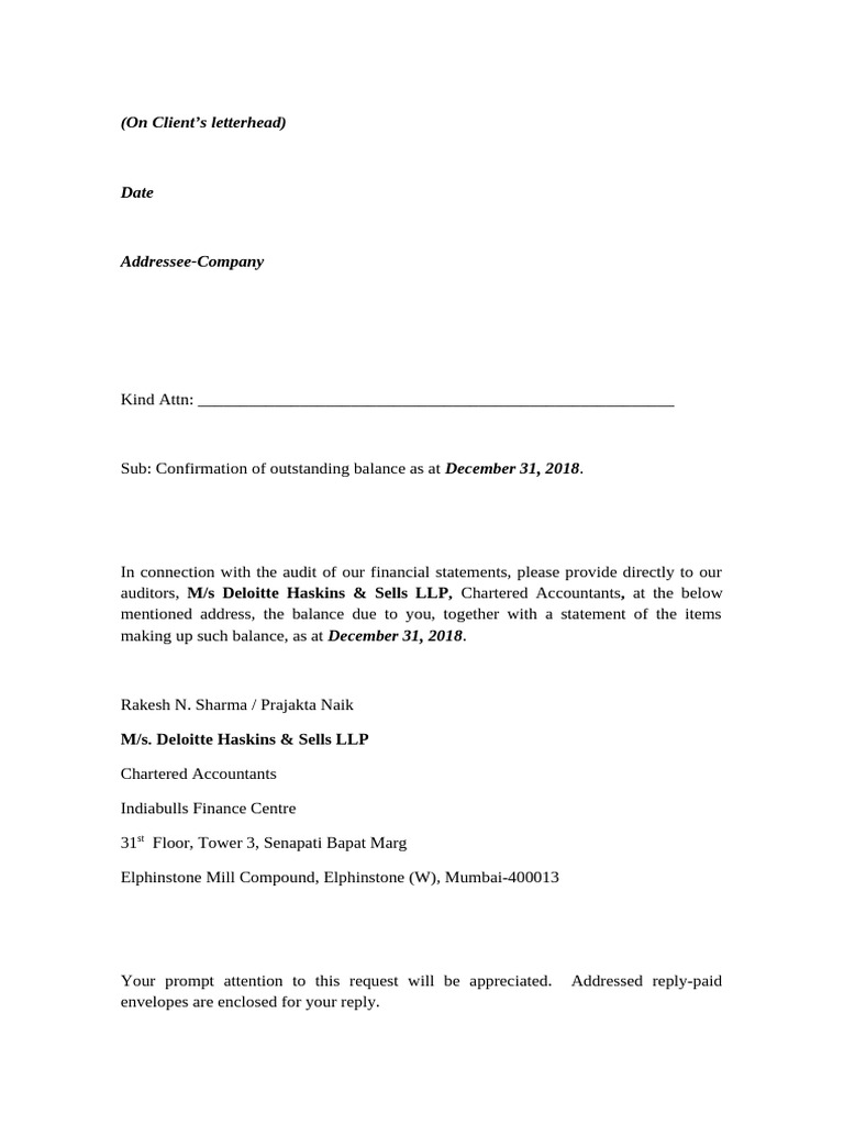 Accounts Payable Balance Confirmation | PDF