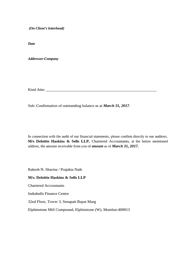 Accounts Receivable Balance Confirmation | PDF