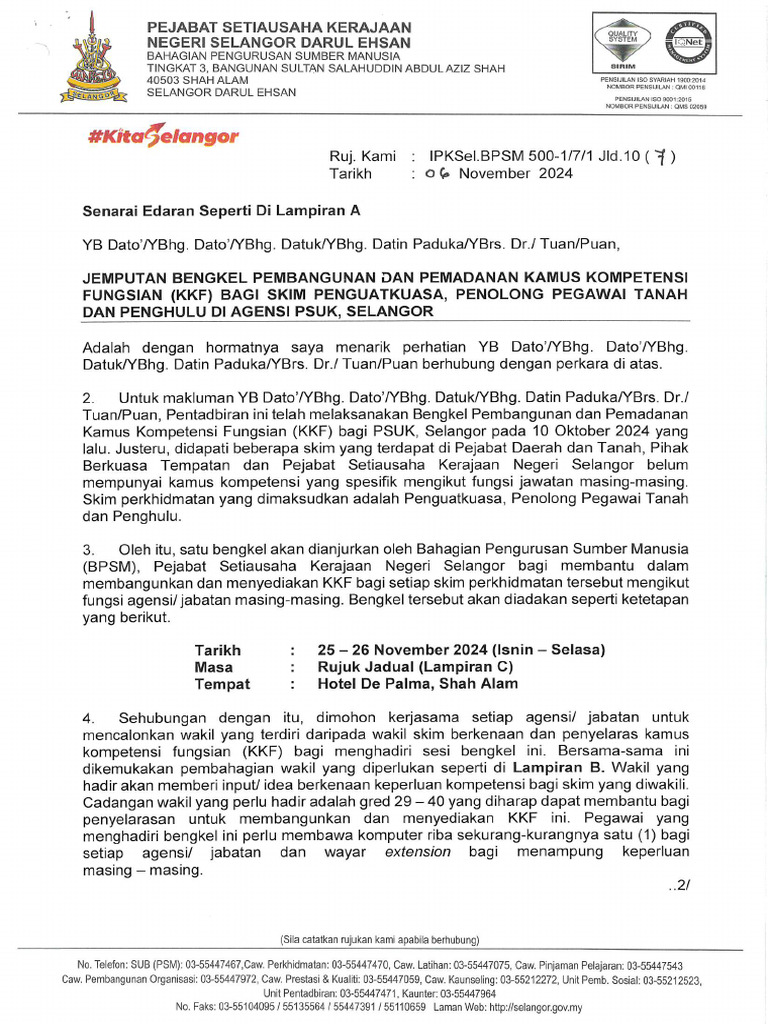 Jemputan Peserta Bengkel KKF Peserta - PDF | PDF