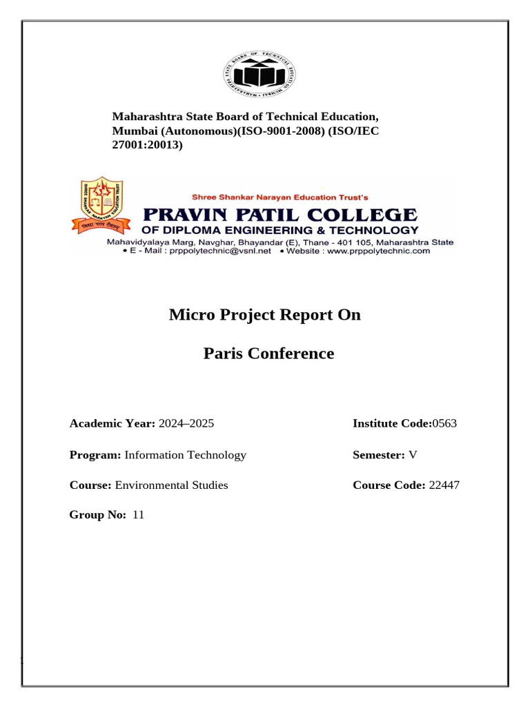 Environmental Studies Micro Project Format | PDF | Climate Change ...