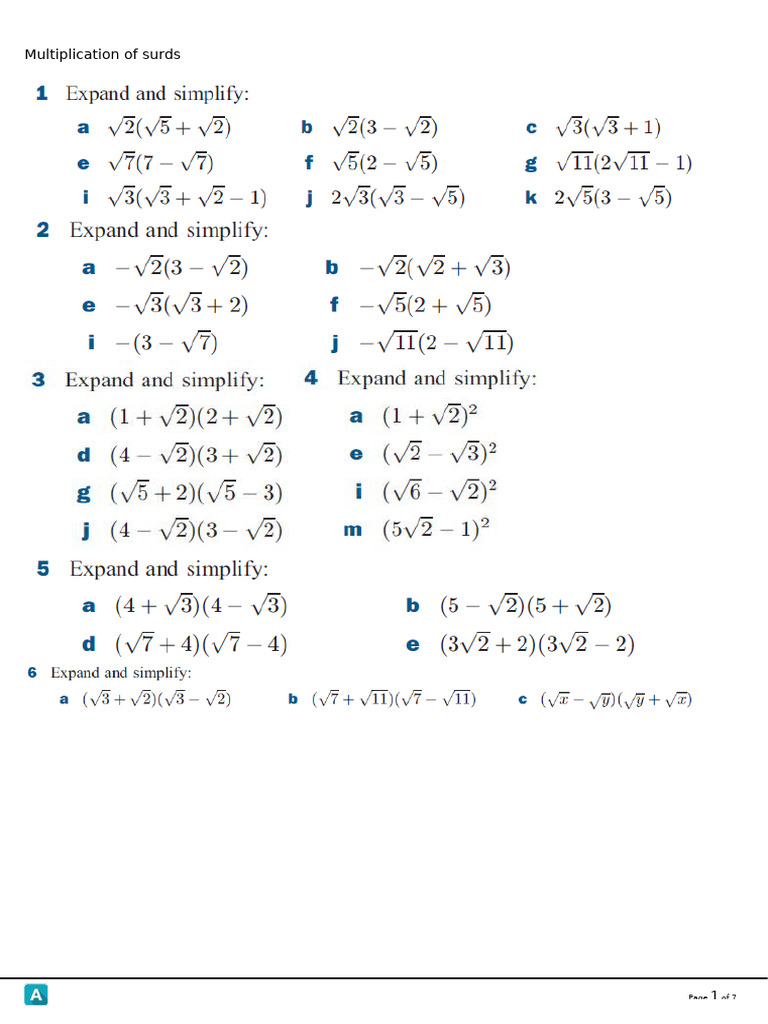 Surds - Multiplication | PDF