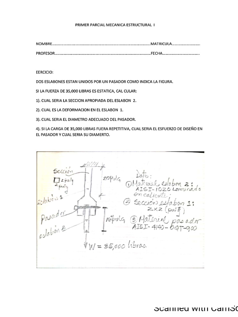 Primer Parcial Mecánica Estructural | PDF