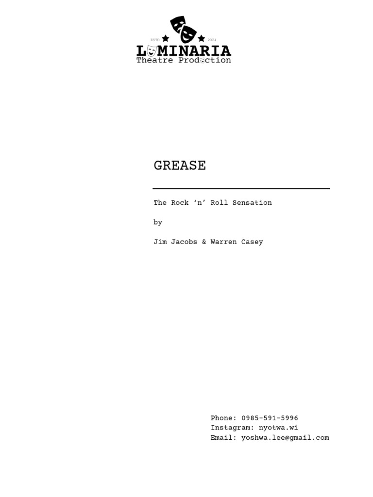 Grease: Rock 'n' Roll Musical Characters | PDF | Entertainment