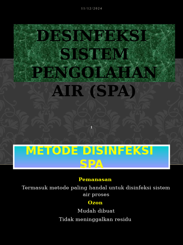 Metode DESINFEKSI Sistem Pengolahan Air (Spa | PDF