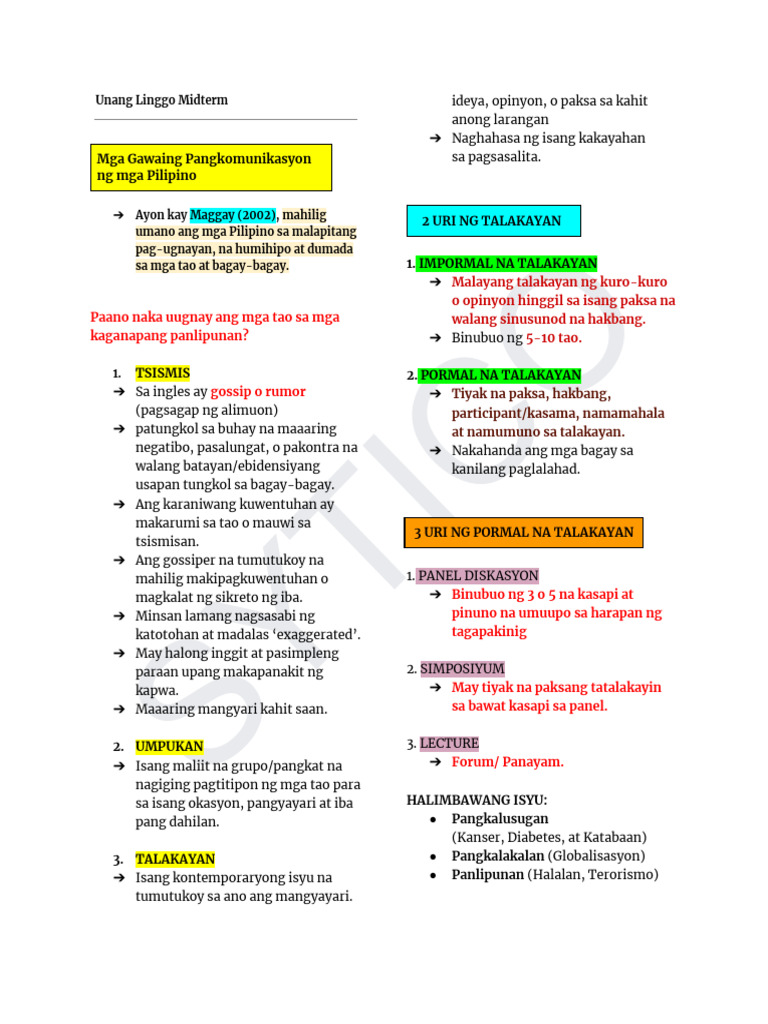 Fil1 Midterm Rev Ae | PDF