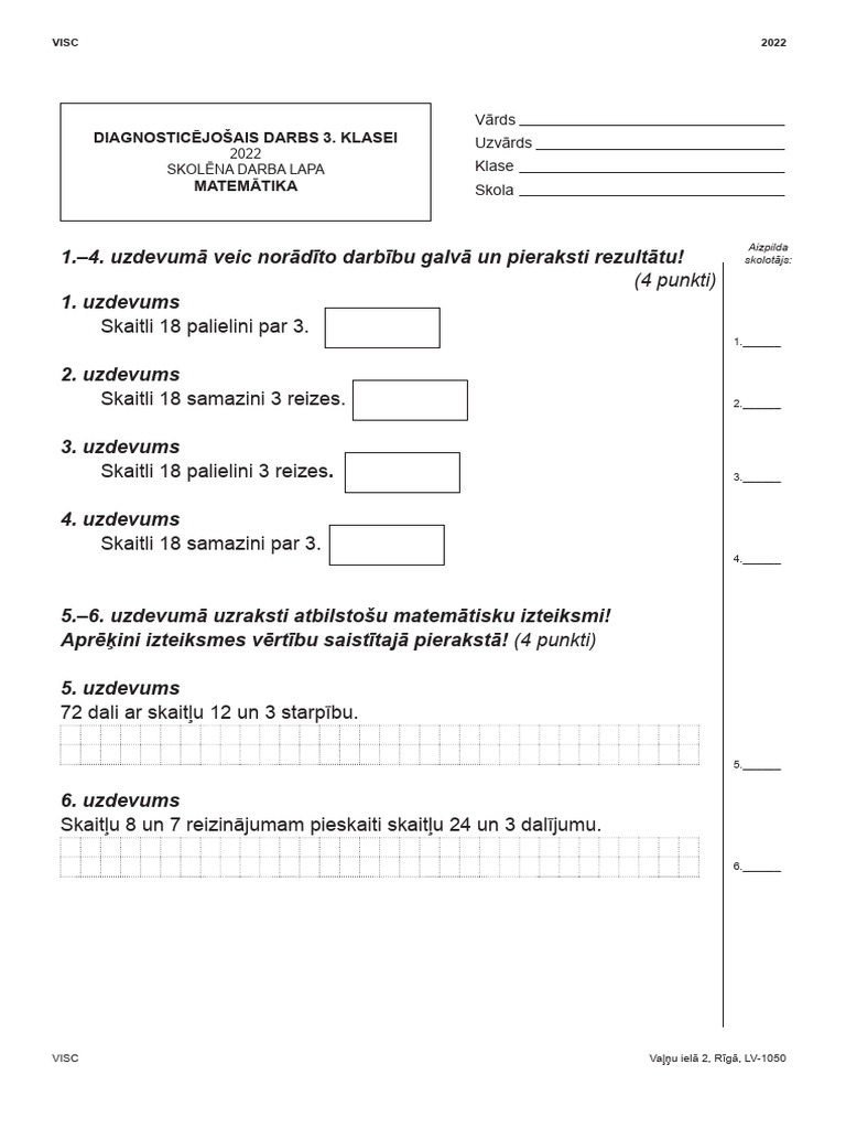 3kl DD Matematika LV 2022 | PDF