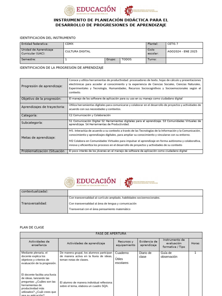 Cultura Digital Prog 5 | PDF | Evaluación | Maestros