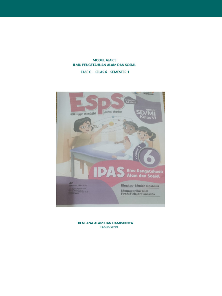 MA-5-IPAS FASE C - BENCANA ALAM Dan DAMPAKNYA KELAS 6 | PDF