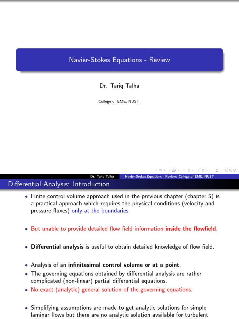 Navier-Stokes Equations - Review | PDF | Navier–Stokes Equations ...