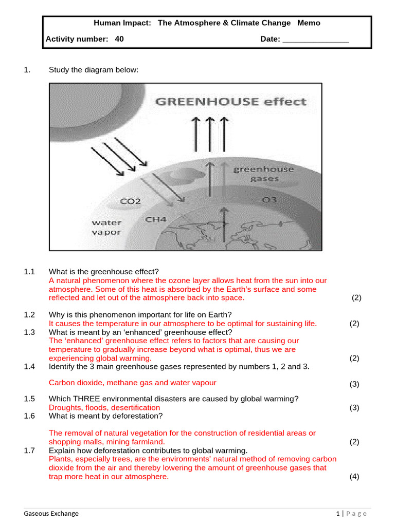 Activity 40 Atmosphere and Climate Change Memo | PDF | Climate Change ...