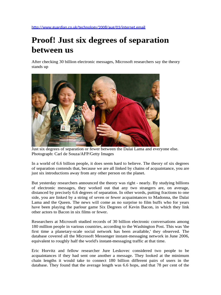Six Degrees of Separation Confirmed | PDF | Mystery, Thriller & Crime ...