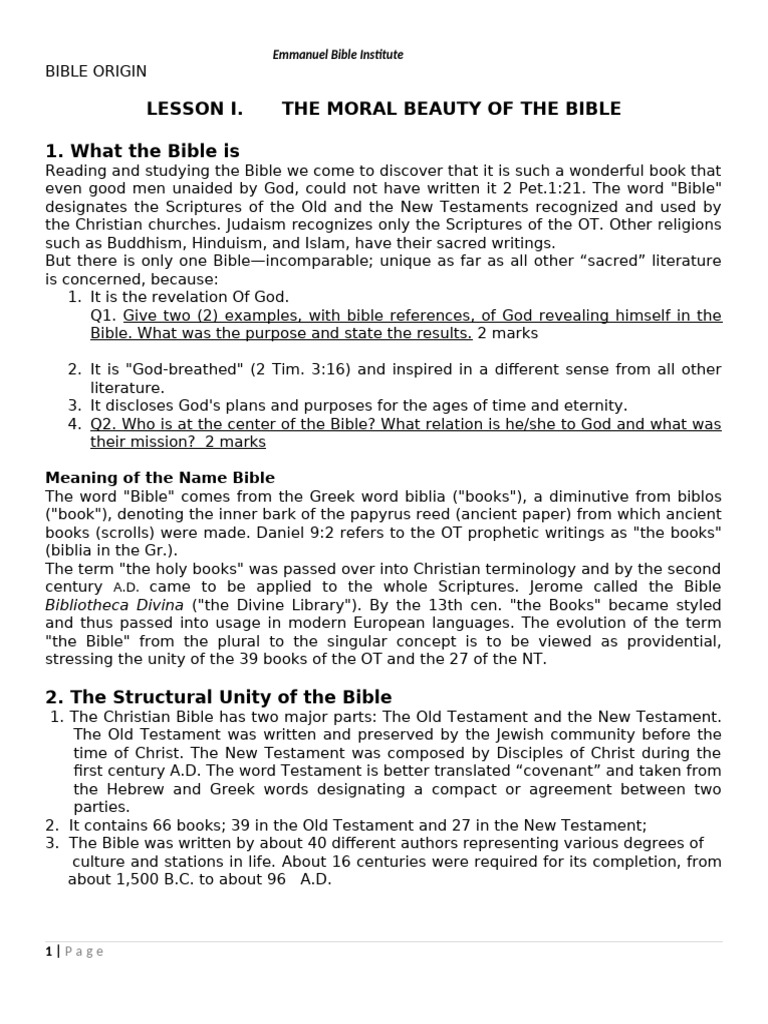 Bible Origin Lesson 1 - Student Paper With Marks | PDF | Nevi'im | Bible