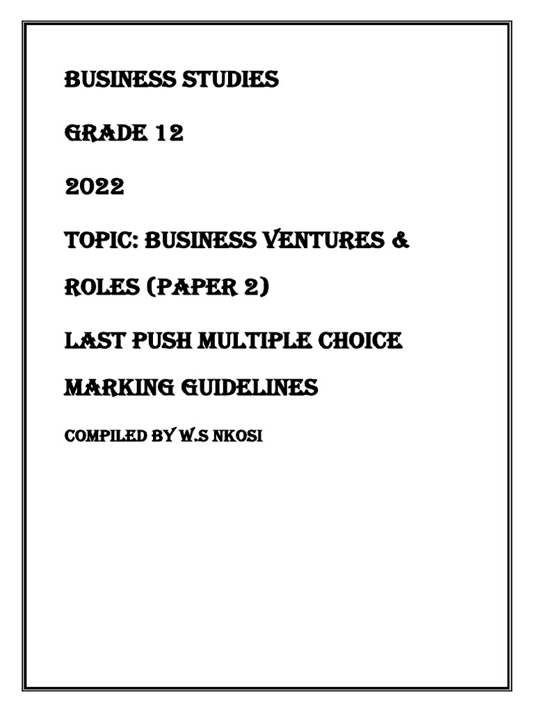 Multiple Choice Marking Guidelines p2 2022 - 221019 - 171551 | PDF ...