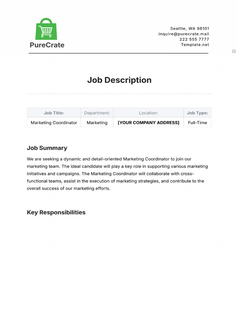 Free Job Description Template | PDF