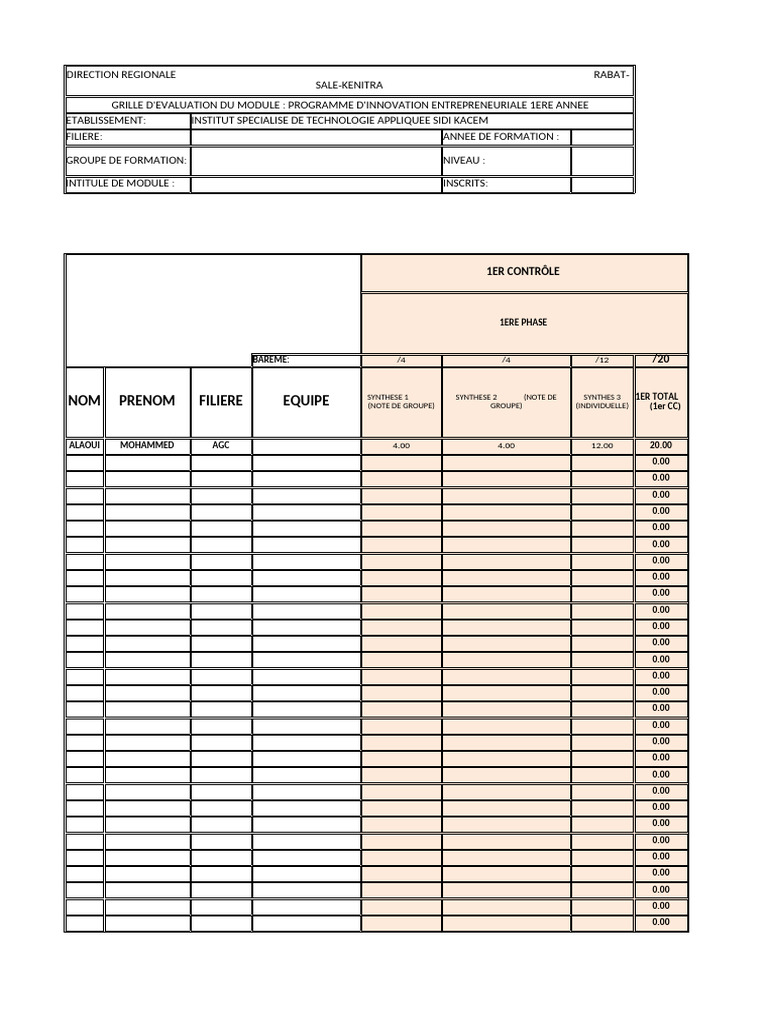 Evaluation Pie Alaoui Mohammed | PDF