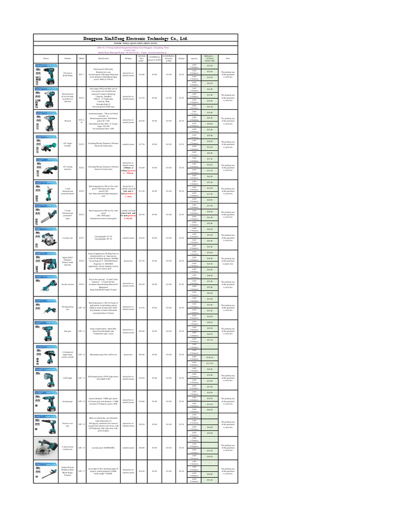 Quotation Tools XNJTG | PDF | Drill | Screw