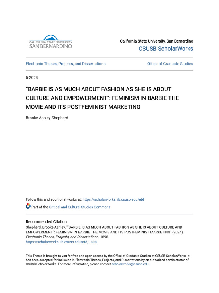 Feminism and Postfeminism in Barbie Film | PDF | Gender Studies | Feminism