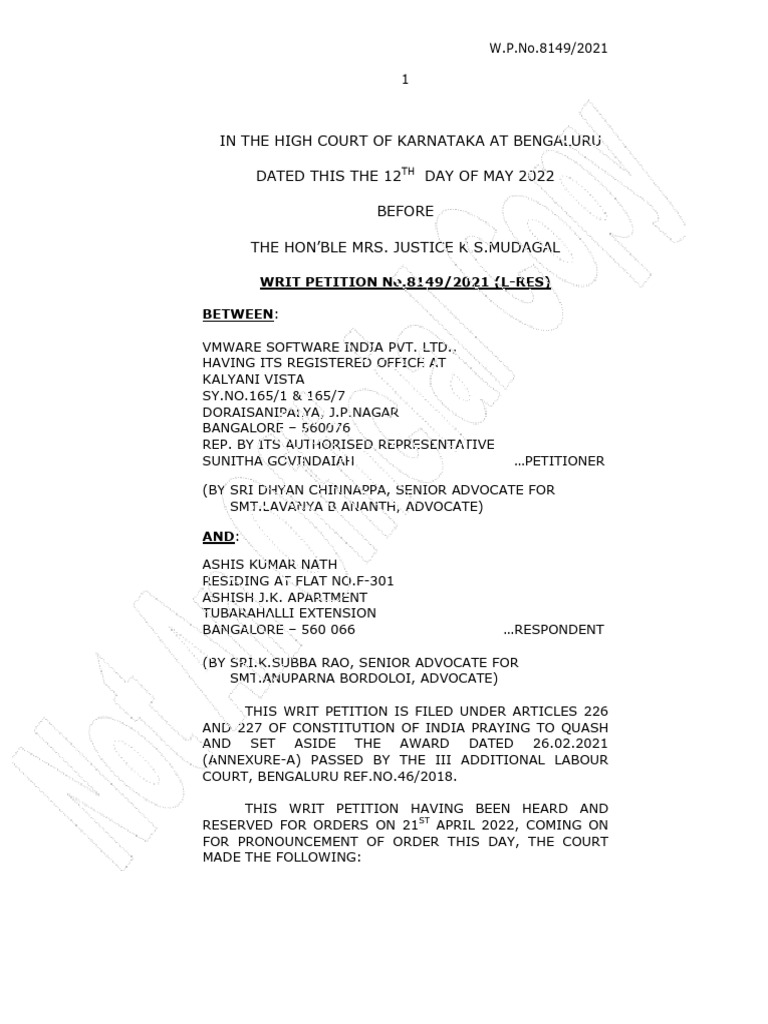 Dhyan Chinnappa in Writ Petition 8149/2021 | PDF | Judgment (Law) | Judiciaries