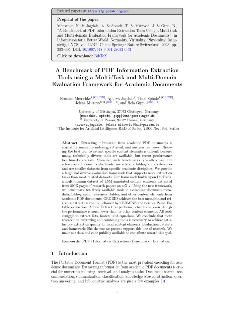 A Benchmark Of Pdf Information Extraction Pdf Annotation Machine