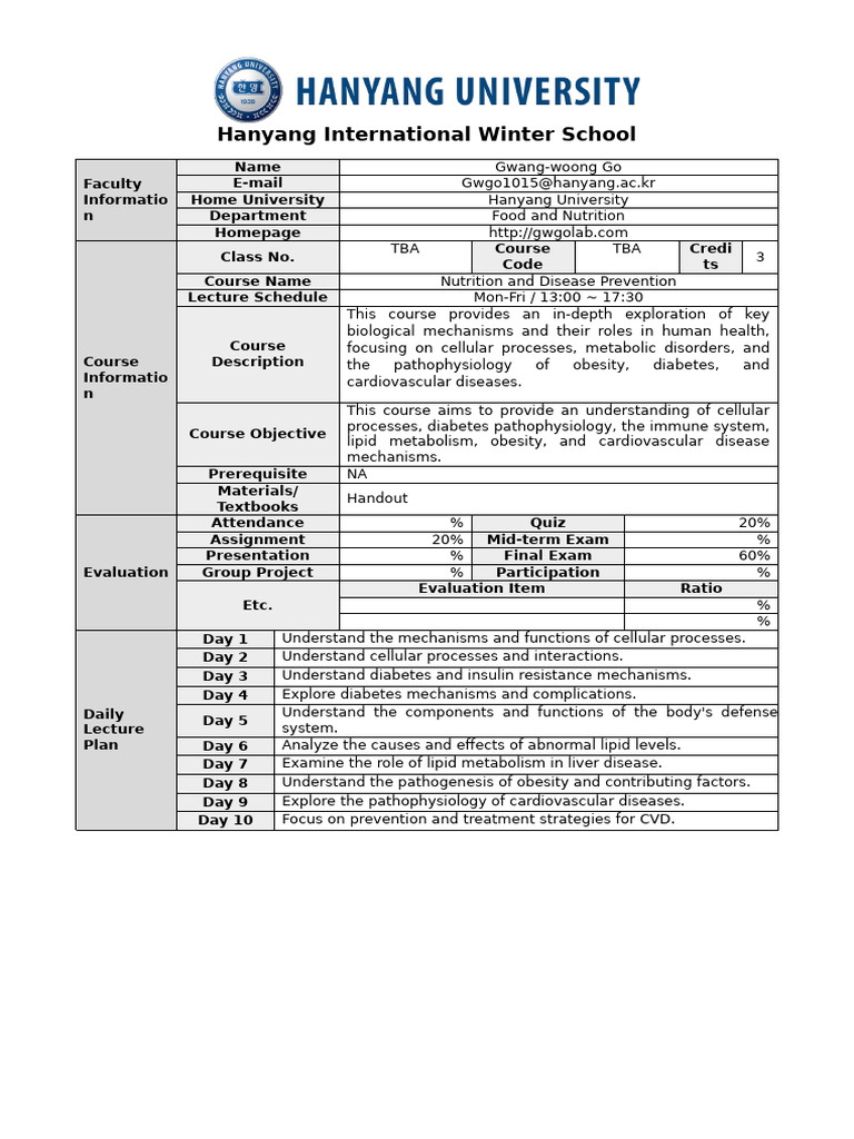 Nutrition and Disease Prevention Gwang Woong Go 1 | PDF | Diabetes ...