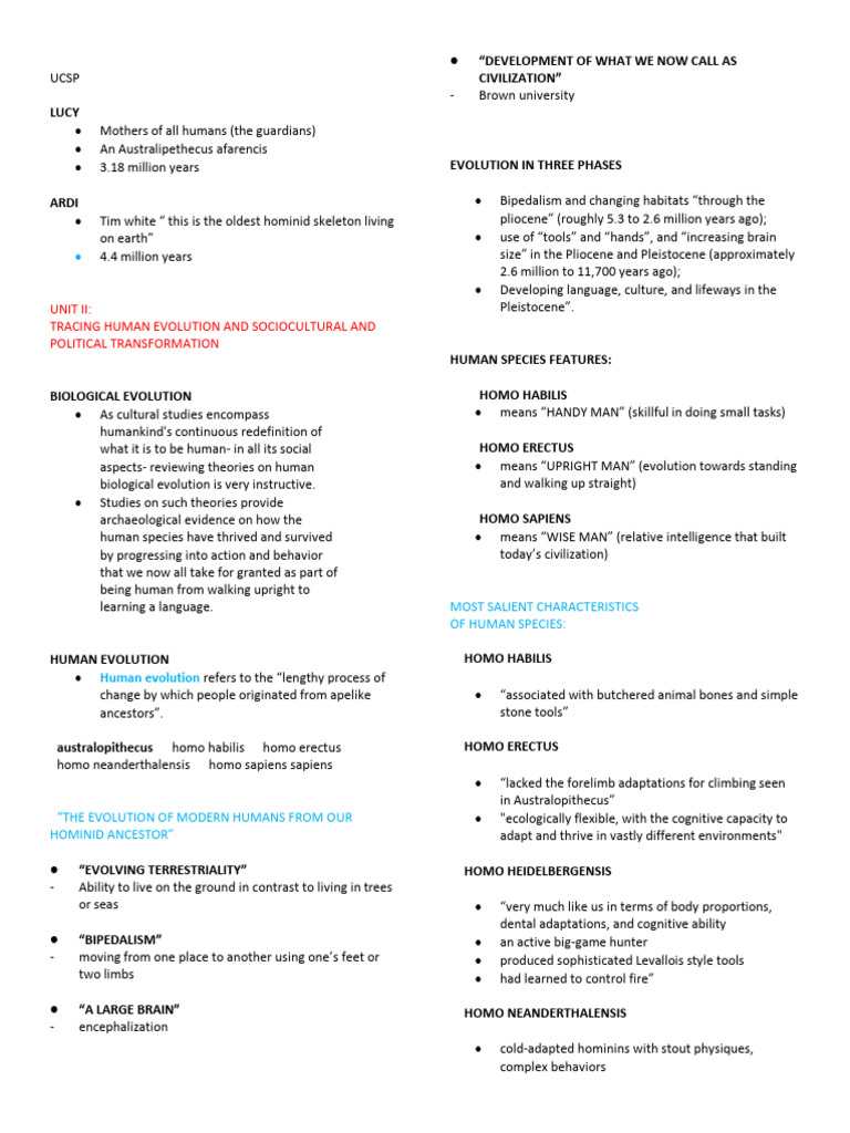 Ucsp Biological Evolution | PDF | Homo | Human Evolution