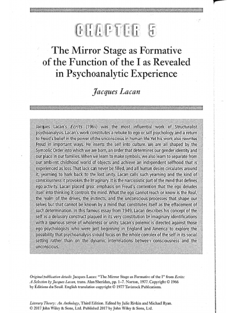 Lacan Mirror Stage Excerpt | PDF