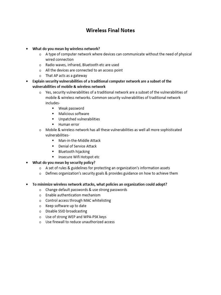 Wireless Network Security Guide | PDF | Computer Network | Security