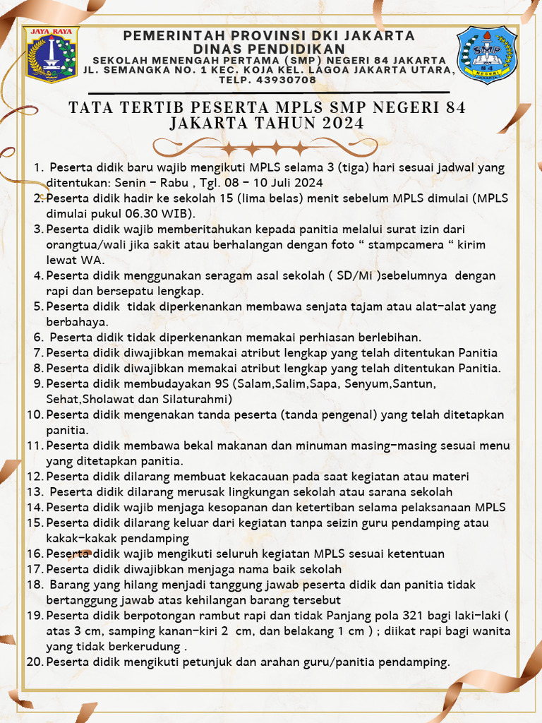 Tata Tertip MPLS SMP 84 2024 2025 | PDF | Kesehatan Holistik