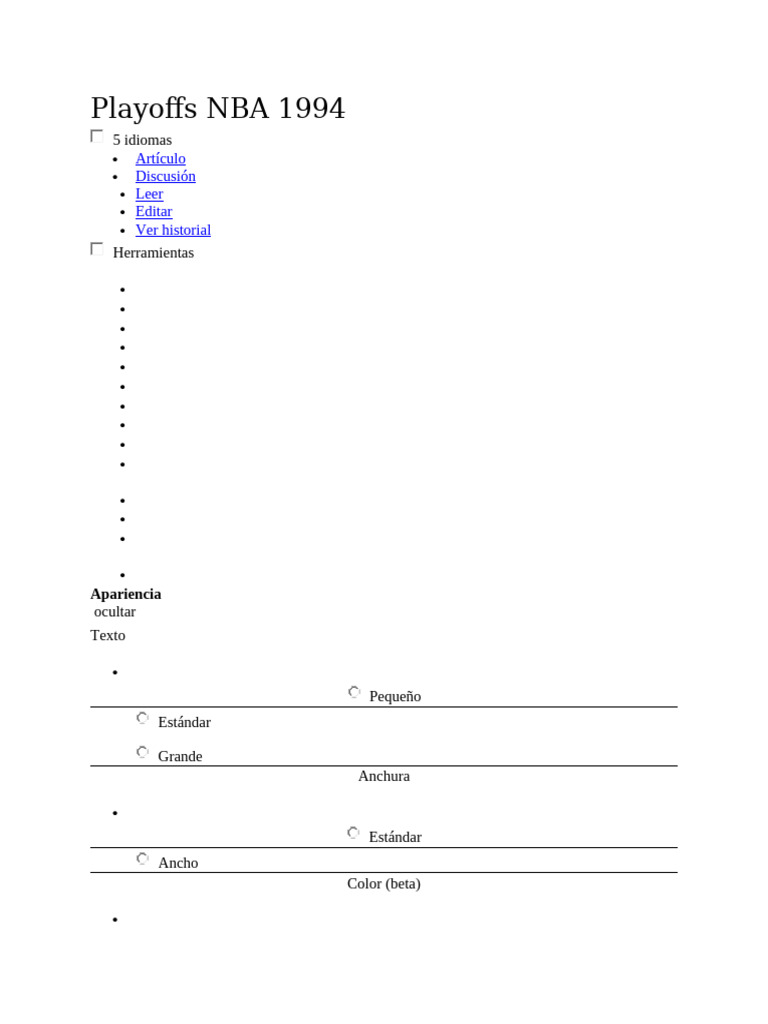 Playoffs NBA 1994 | PDF | Deportes | Equipos de baloncesto