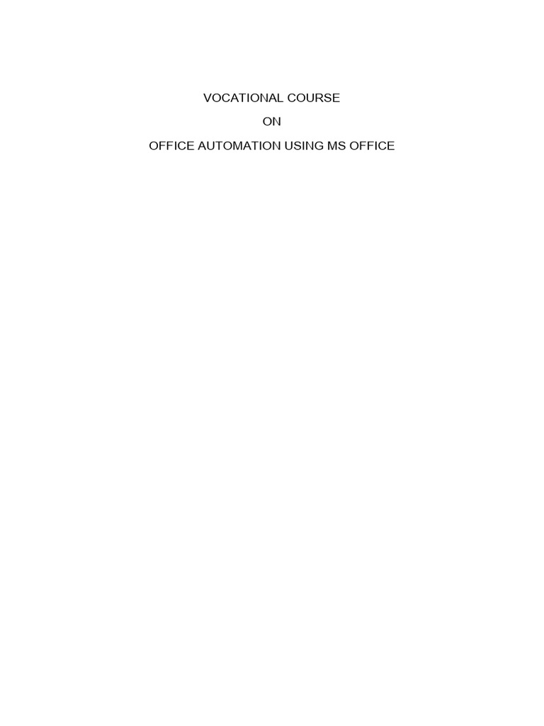 Office Automation Course Overview | PDF | Spreadsheet | Microsoft Excel