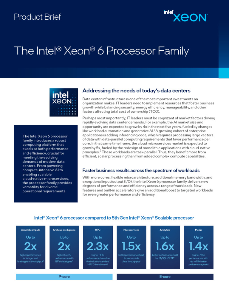 Intel Xeon 6 Product Brief | PDF | Central Processing Unit | Intel