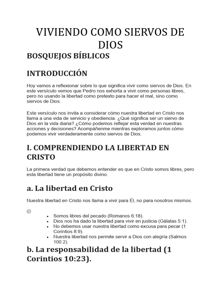 Vivir como Siervos de Dios | PDF | Cristo (título) | Amor