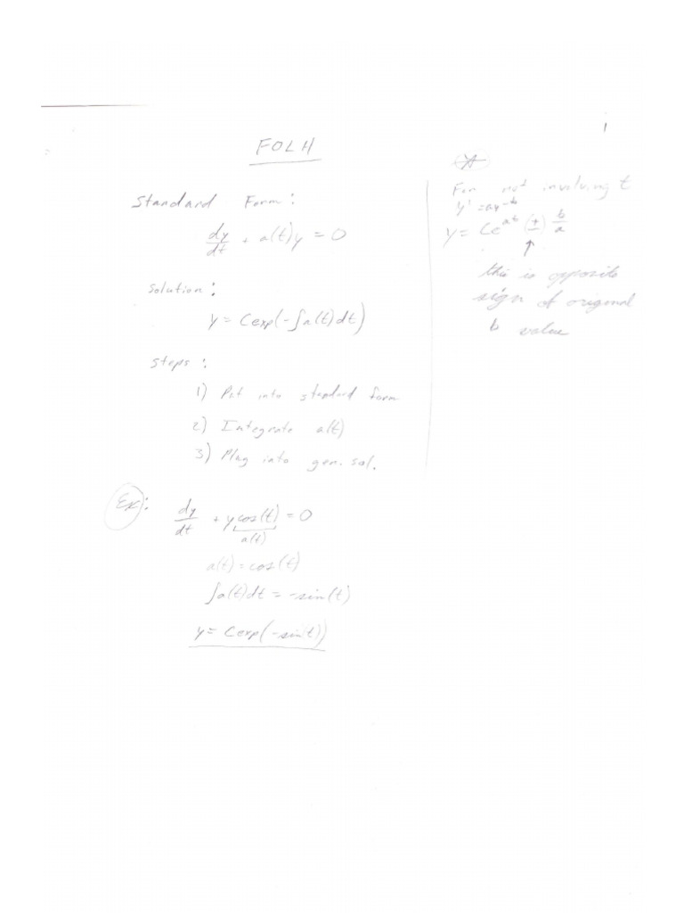 Differential Equations Notes by Tom Phoenix | PDF