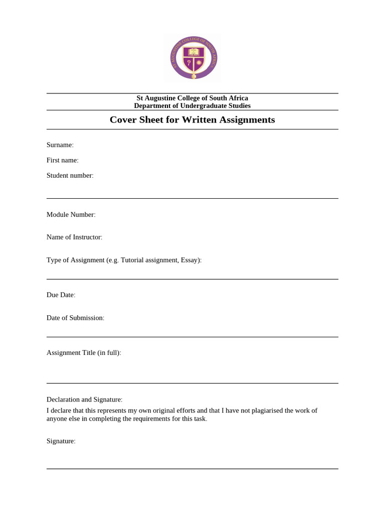 Assignment Cover Sheet | PDF | Language Arts & Discipline