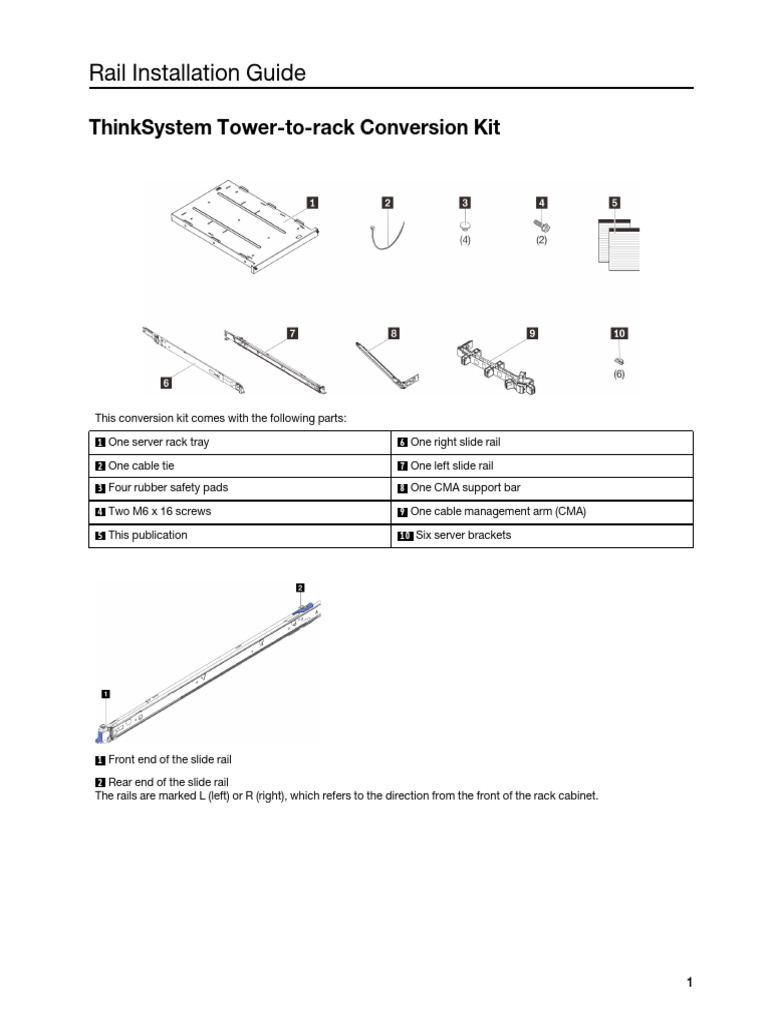 ThinkSystem Tower-To-Rack Conversion Kit | PDF | Equipment ...